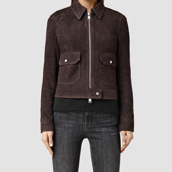 All Saints | Jackets & Coats | All Saints Brown Ortin Suede Leather ...